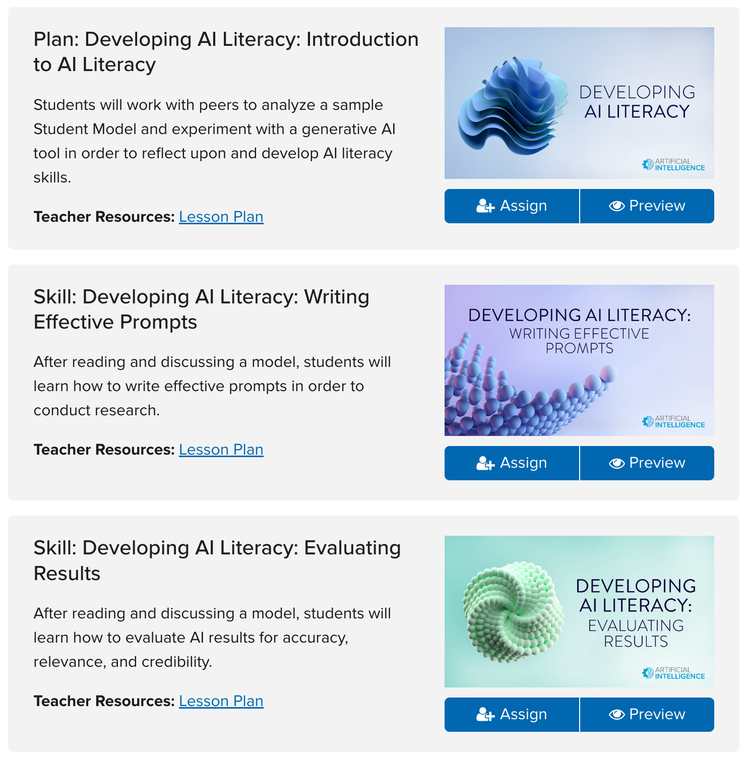 AI Literacy Lessons and Blasts