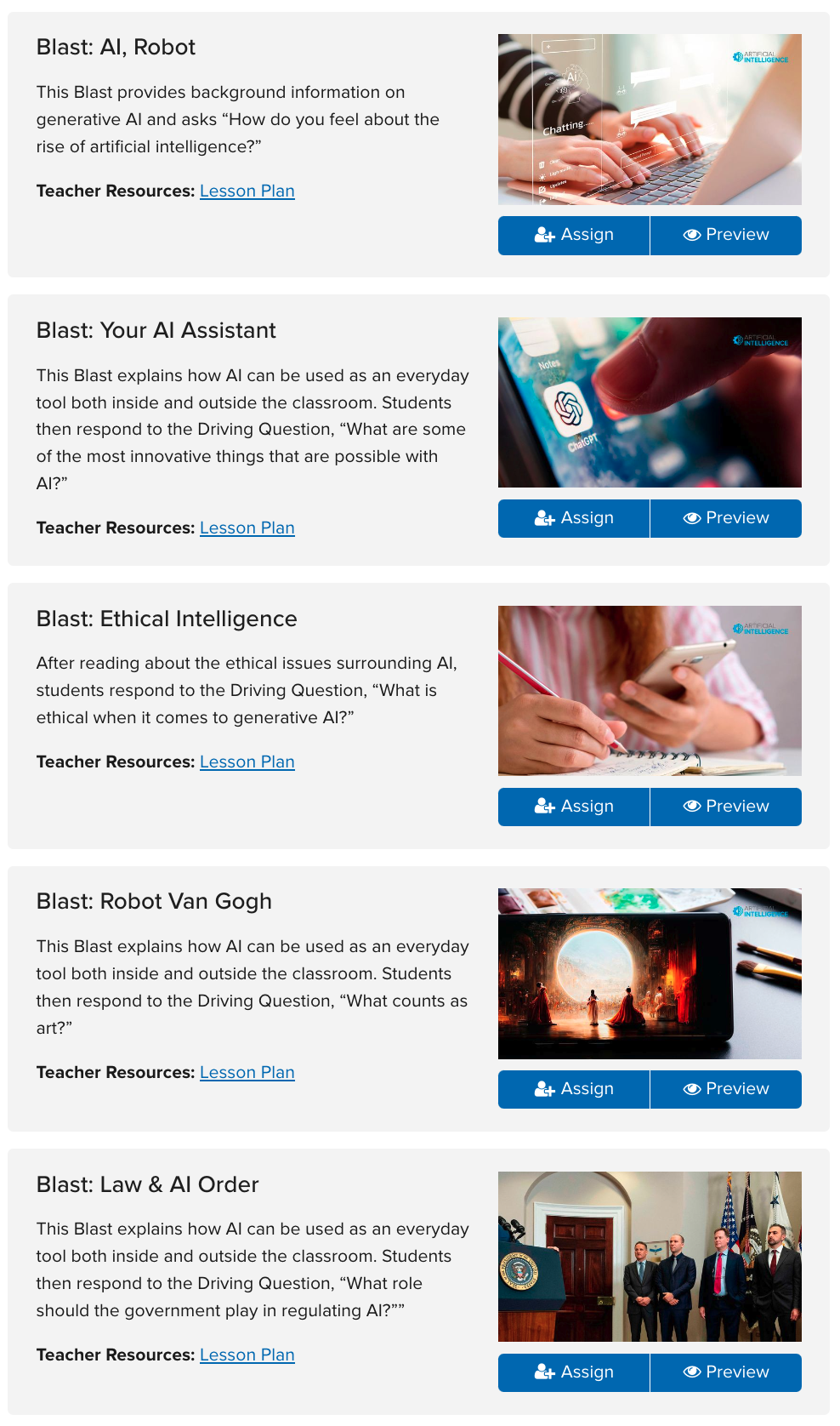 AI Literacy Lessons and Blasts